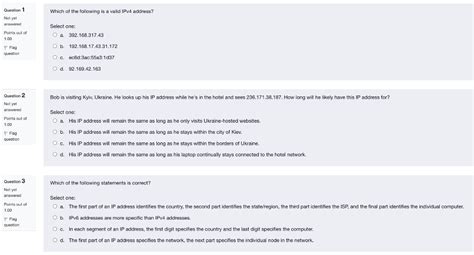 Solved Question 1 Which Of The Following Is A Valid Ipv4