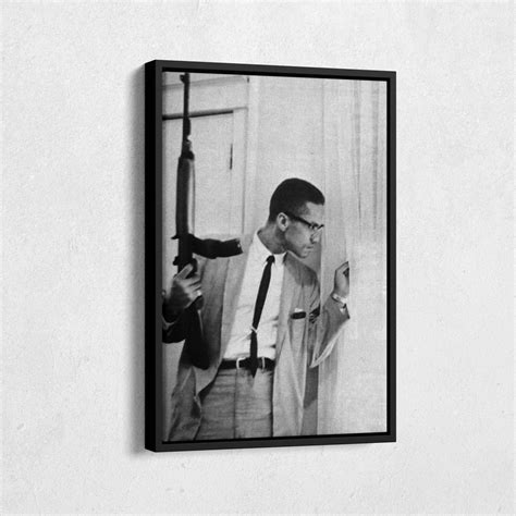 Malcom X Looking Out The Window Holding Gun Wall Art Canvas Canvas Wall