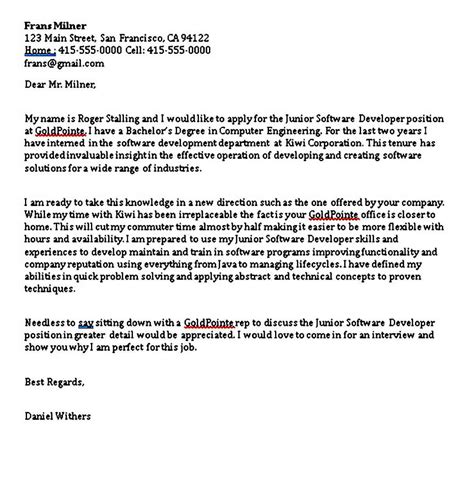 Software Engineer Cover Letter Template