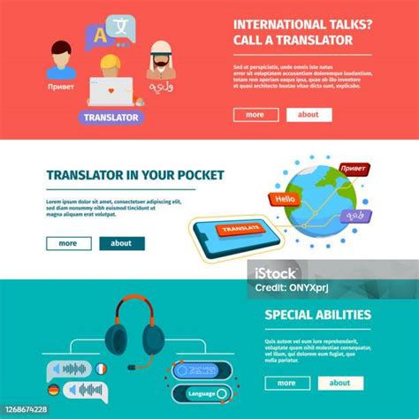 번역기 배너 응용 프로그램 번역 서비스 이중 언어 번역 사전 전자 책 벡터 템플릿수평 사진 개념에 대한 스톡 벡터 아트 및 기타 이미지 Istock