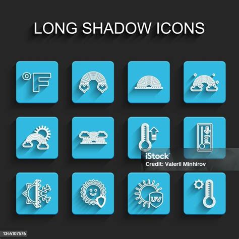 태양과 눈송이 자외선 보호 화씨 기상 온도계 구름무지개 아이콘을 설정합니다 벡터 개념에 대한 스톡 벡터 아트 및 기타 이미지 개념 구름 규모 Istock