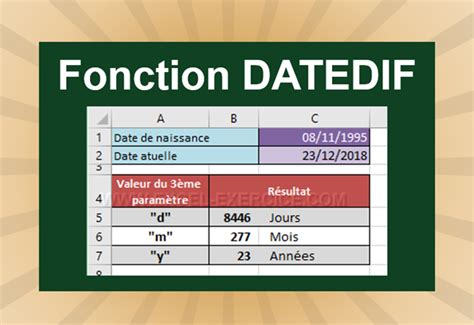 Différence entre dates dans Excel Fonction DATEDIF