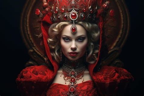 Premium Photo Dramatic Red Queen Portrait Generate Ai