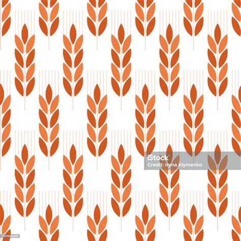 밀의 귀가 매끄럽지 않은 패턴 밀 곡물을 수확하십시오 템플릿 유기농 밀 빵 농업 및 자연 먹기 직물 포장지 포장지에 인쇄를위한 디자인 벡터 일러스트 레이 션 맥주에 대한