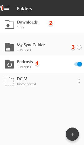Sync Interface On Android Resilio Sync