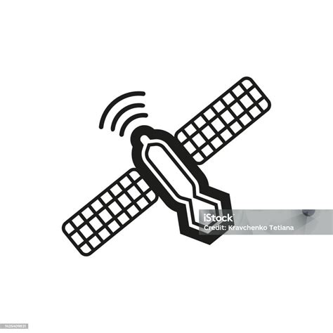 위성 아이콘입니다 클라우드 기술 공간 배경 벡터 일러스트레이션 스톡 이미지 검은색에 대한 스톡 벡터 아트 및 기타 이미지 검은색 공란 과학 Istock