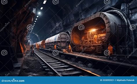 Working On The Tunnel Tunnel Construction Site In Progress Stock Image Image Of Build Light
