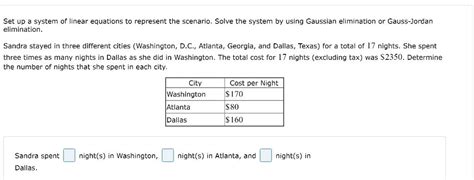 Solved Set Up A System Of Linear Equations To Represent The Chegg Com