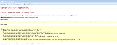 Statisticsprovider Error Column Does Not Belong To Table