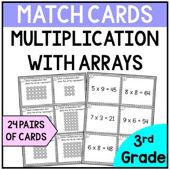 Multiplication With Arrays Match Pairing Task Cards By All Star Teacher