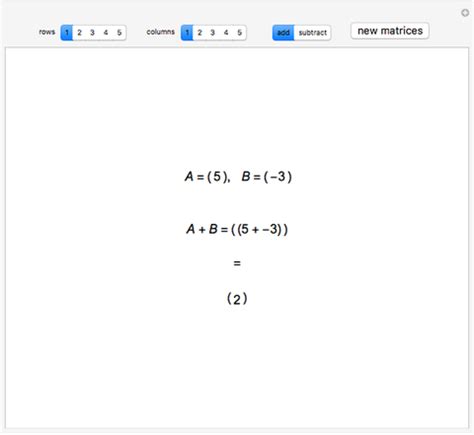 Matrix Addition And Subtraction Wolfram Demonstrations Project