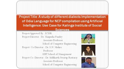 Icssr Sanctions Project To Faculty Team Of Kiit School Of Computer Engineering Kiit University