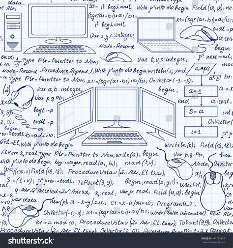 Technical Vector Seamless Pattern Programming Code Stock Vector