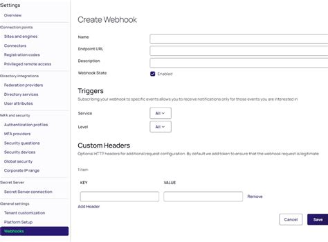 webhooks management