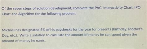 Solved Of The Seven Steps Of Solution Development Complete