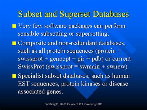subset and superset databases