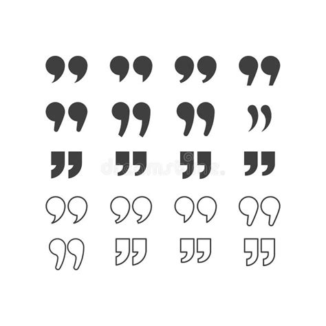 Quotes Quotation Marks Black Isolated Vector Icon Set Stock Vector