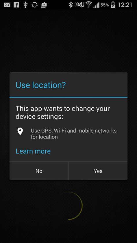Use The Android Default Gps On Off Dialog In My Application Stack