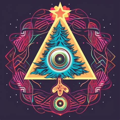 Premium Photo Illustration Of A Triangle With A Tree And A Star In