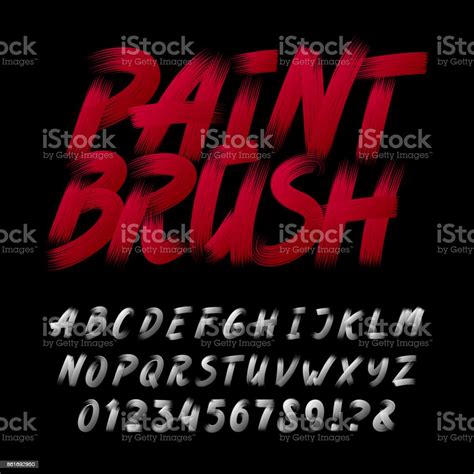 손으로 그린된 서 예 브러쉬 스트로크 알파벳 문자 및 숫자 컴퓨터 글자에 대한 스톡 벡터 아트 및 기타 이미지 컴퓨터 글자