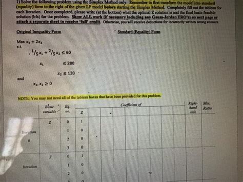 Solved 1 Solve The Following Problem Using The Simplex