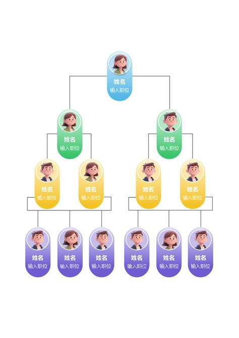 组织架构 彩色简约竖版圆形word模板 完美办公