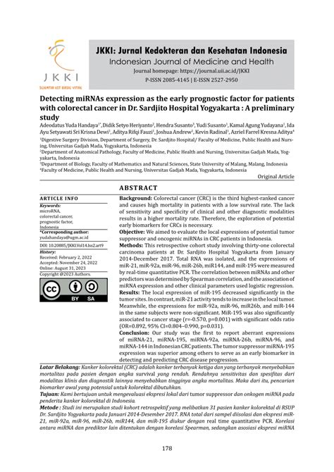Pdf Detecting Mirnas Expression As The Early Prognostic Factor For