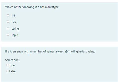 Solved Which Of The Following Is A Not A Datatype O Int O