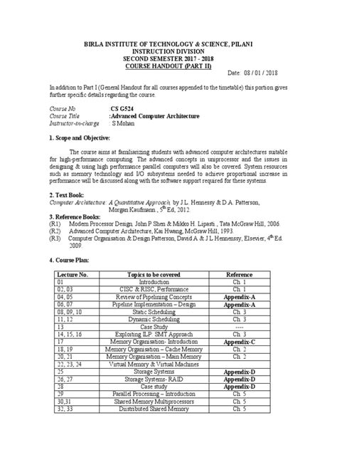 cs g524 advanced computer architecture1 pdf central processing unit
