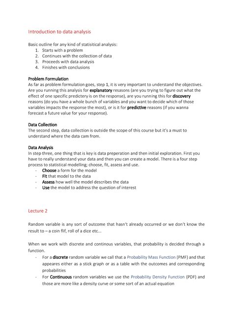 Introduction To Data Analysis Starts With A Problem Continues With The Collection Of Data