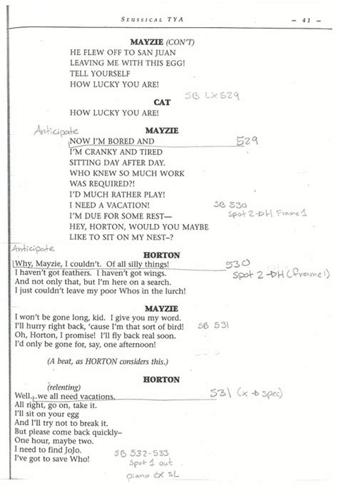Script Seussical The Mussical Lorely Dedrickstage Manager