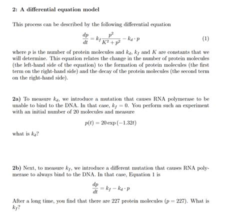 Solved 2 A Differential Equation Model This Process Can Be