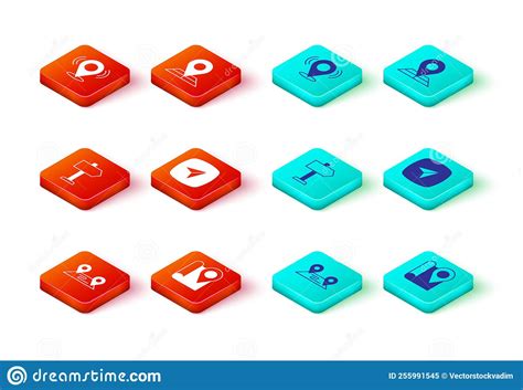 Set Route Location Folded Map With Marker Road Traffic Sign City