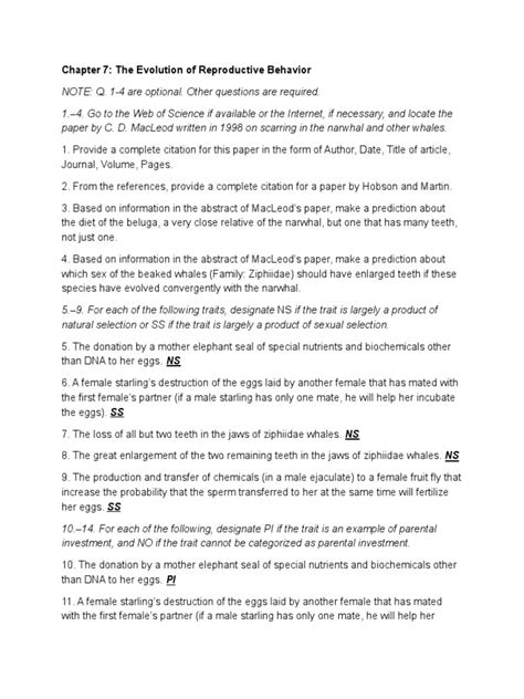 Chapter 7 The Evolution Of Reproductive Behavior Pdf Fertilisation Mating