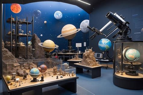 Premium Photo Illustrate A Section Of The Lab Dedicated To Astronomy Featuring Models Of