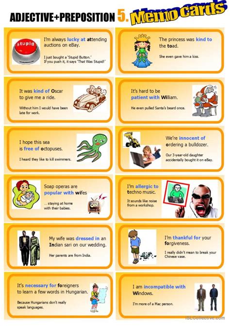 Adjectives Prepositions English Language Learning