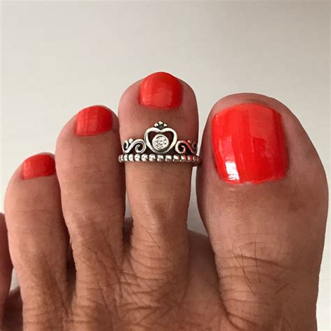 Sterling Silver Crown Cz Toe Ring Silver Ring Crown Ring Princess R