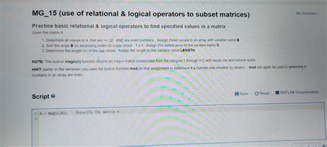 Solved Mg15 Use Of Relational And Logical Operators To