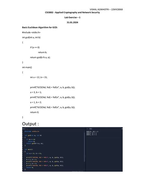 Crypto LAB 1 CSI3002 Applied Cryptography And Network Security Lab Exercise 1 31 Basic