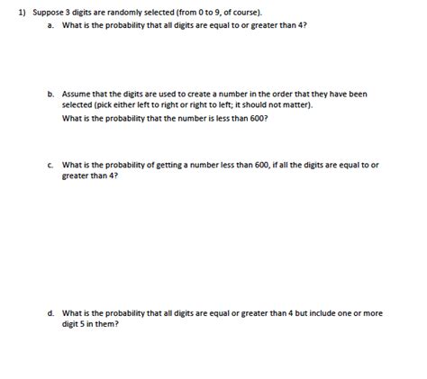 Solved 1 Suppose 3 Digits Are Randomly Selected From 0 To