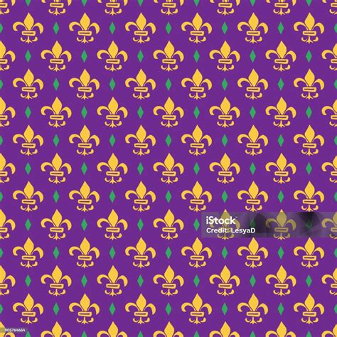 마디 그 라 완벽 한 패턴 벡터 일러스트입니다 손으로 그린된 스케치 낙서 Holyday 요소와 로얄 기호 벡터 일러스트 레이 션 Mardi Gras에 대한 스톡 벡터 아트