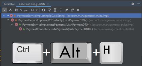 INTELLIJ SHORCUTS CTRL ALT H Call Hierarchy Co