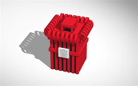 3d Design Kırmızı Çöp Kutusu Trash Box Tinkercad