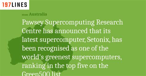 Pawsey Supercomputing Research Centre Has Announced That Its Latest