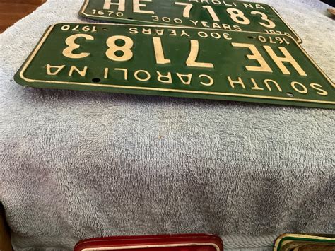 South Carolina Sc License Plate Plates 1970 Matching Pair He 7183 “300