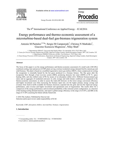 Pdf Energy Performance And Thermo Economic Assessment Of A