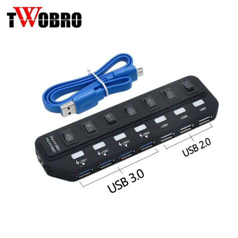 High Speed Ports Usb Hub Gbps Hub Led Usb Splitter With Power Adapter On Off Switch