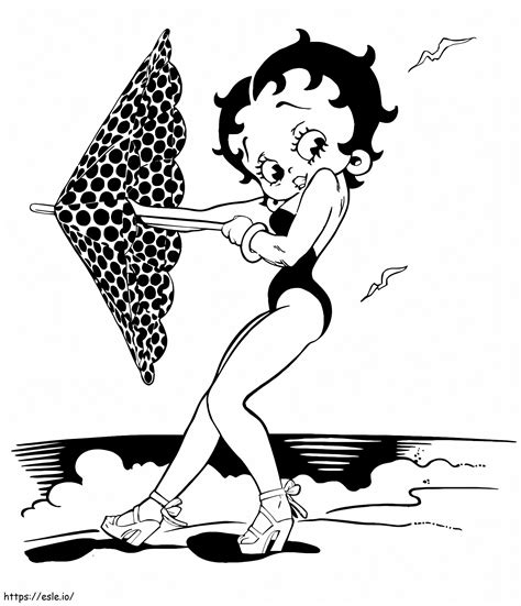 Betty Boop On The Beach Coloring Page