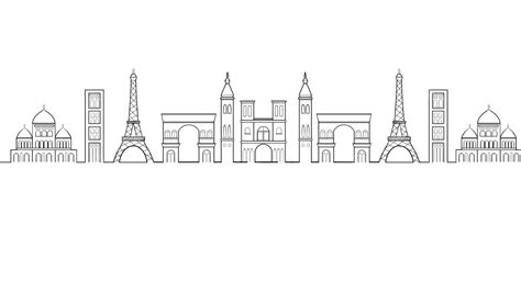 프랑스 파리 도시 스카이 라인 라인 시티 바닥 지평선 Png 일러스트 및 Psd 이미지 무료 다운로드 Pngtree