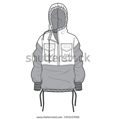 외부 재킷 패션 플랫 스케치 템플릿 스톡 벡터로열티 프리 1441619006